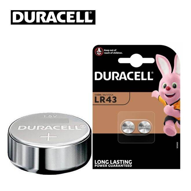 Duracell LR43 186 V12GA (2pcs) 1.5v Alkaline Button Cell Battery in ...