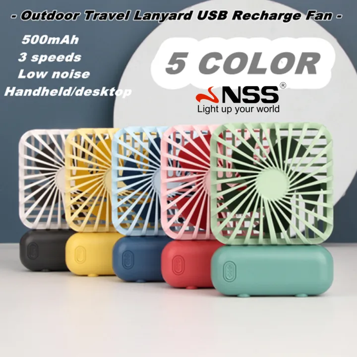 NSS - Electric Fan Original Mini Square Head Fan Portable Rechargeable ...