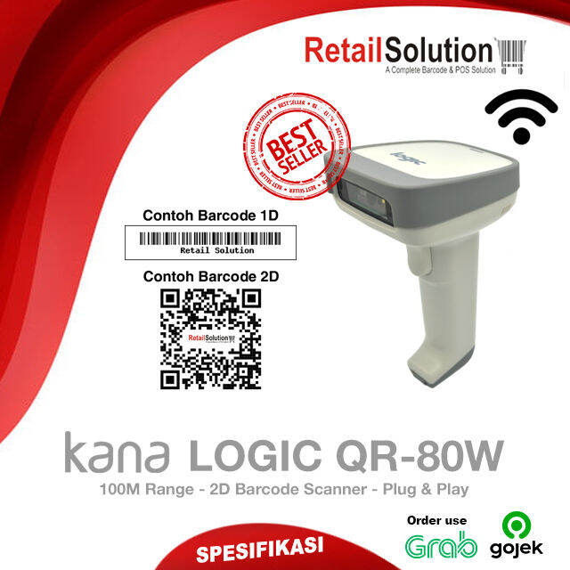 Barcode Scanner 2D Wireless Kana Logic QR80W / QR80 / QR-80W / QR-80 W | Lazada Indonesia