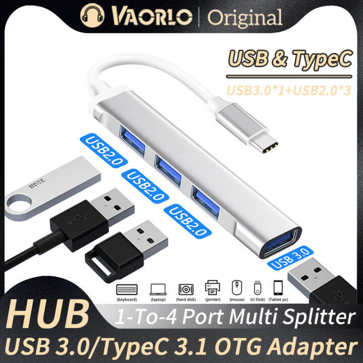 VAORLO 1-To-4 USB C HUB 3.0 Type C 4 Port Multi USB Splitter Adapter ...