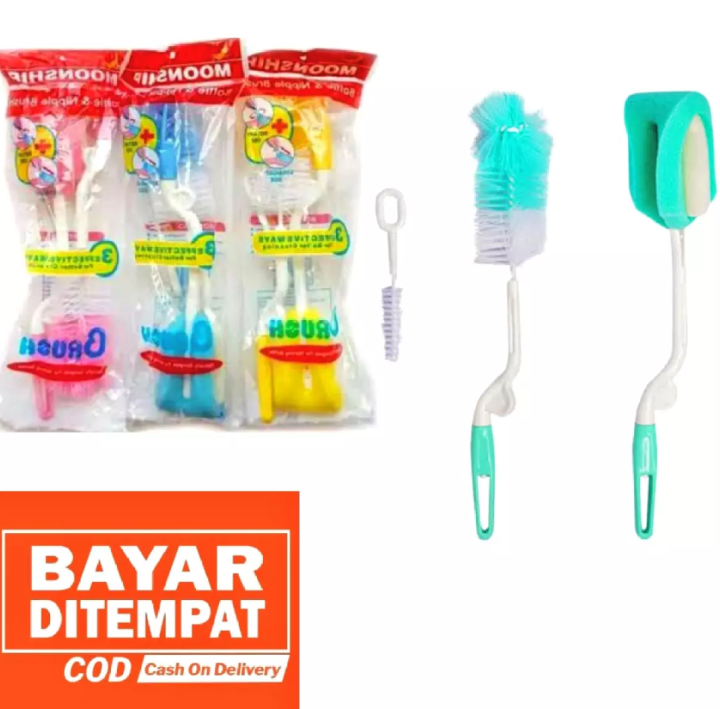 PROMO 3 IN 1 PEMBERSIH BOTOL SUSU BAYI/ SIKAT DAN BUSA PENCUCI DOT ATAU ...
