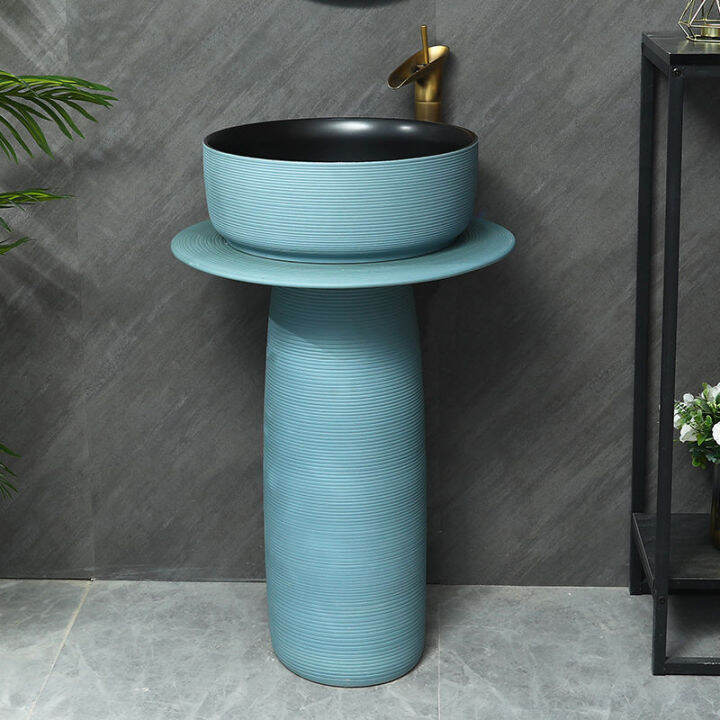 Stand Column Type Ceramic Washbasin Floor Type Integrated Wash Basin ...