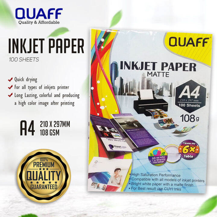[PaperCornerPh] Matte Inkjet Paper A4 Size QUAFF & MERRY Brand 108gsm ...