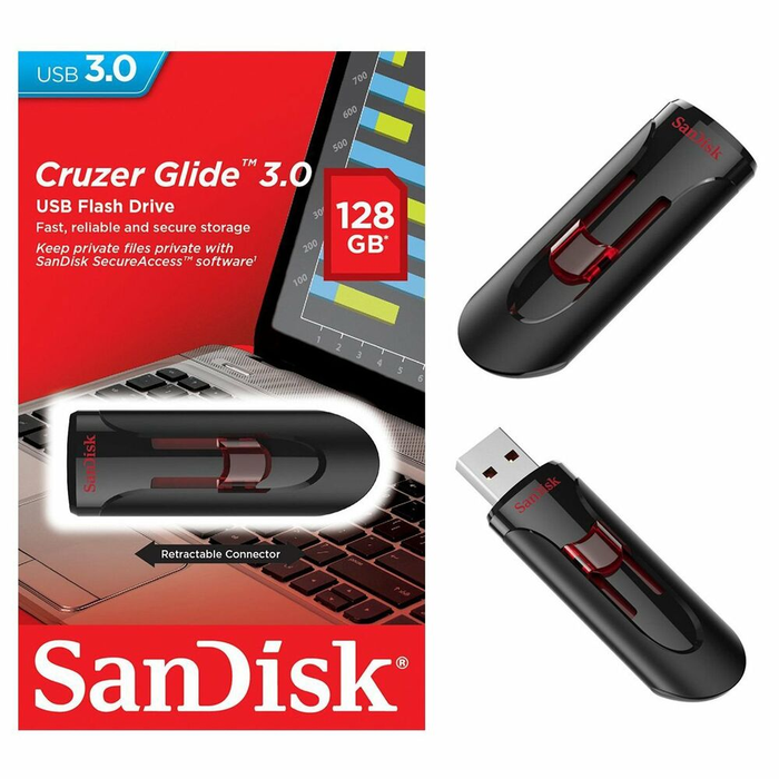Sandisk Flashdisk Cruzer Glide 128GB USB 3.0 ORIGINAL 128 GB CZ600 Asli ...