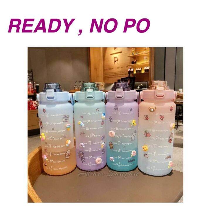 BOTOL VIRAL 2 LITER - BOTOL MINUM 2L DENGAN PENANDA WAKTU AESTETIC ...
