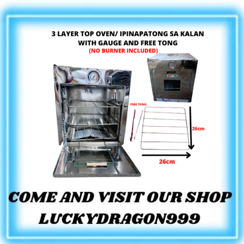 PURE STAINLESS 3 LAYER TOP OVEN WITH FREE TONG/PINAPATONG SA KALAN/BEST ...