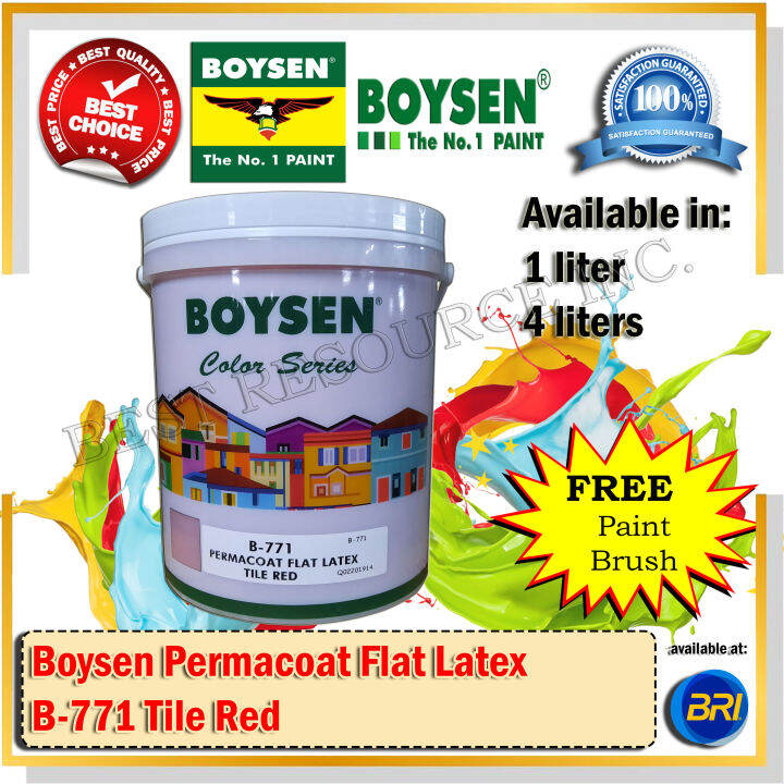 Boysen Permacoat Flat Latex BS 771 Tile Red 1 liter | 4 liters | 16 ...