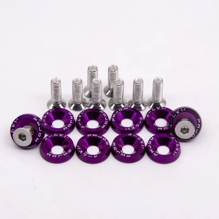 10pcs Car Modified Hex Fasteners Fender Washer Bumper Engine Concave ...