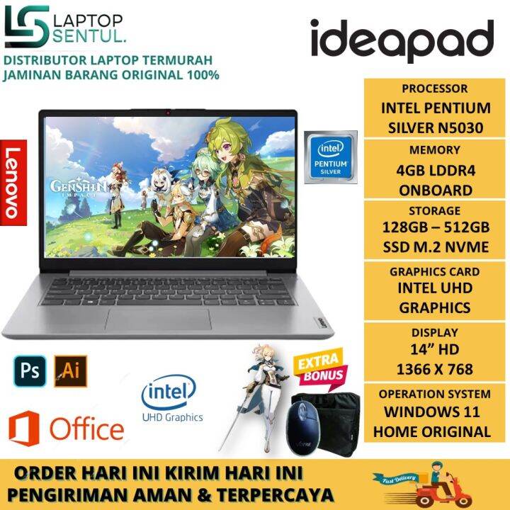 Laptop Lenovo Ideapad Slim 1 14 Intel Pentium N5030 4GB 512GB SSD HD Windows 11 | Lazada Indonesia