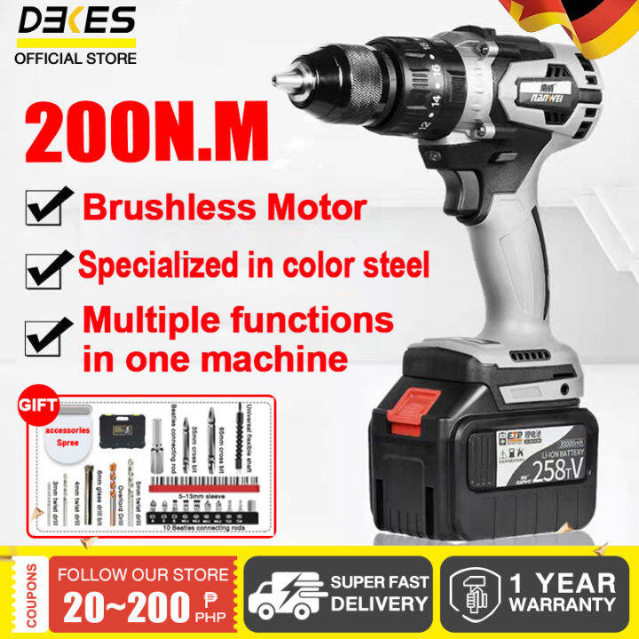 【Best seller】DEKES Cordless electric impact drill，Brushless drill 21V 6 ...