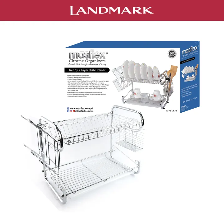 Masflex Trendy Chrome Plated 2L Dish Drainer - 45.6X10.6X26 Cm | Lazada PH