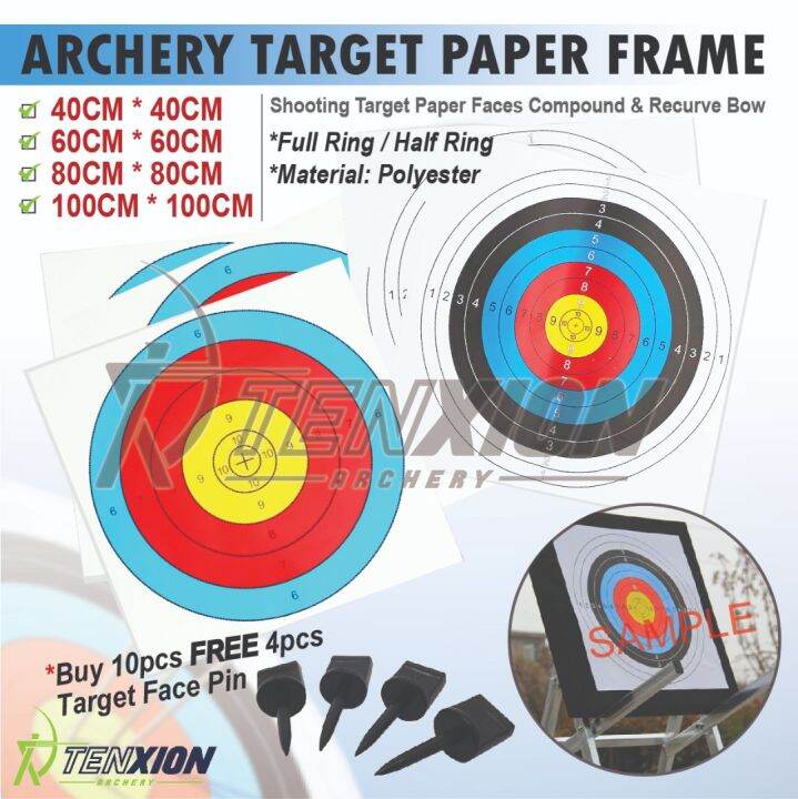 TenXion Archery Free Pin Reinforced Target Face Paper JVD FITA Style ...