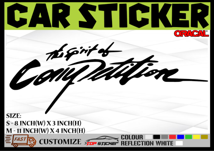The Spirit of Competition Car Sticker Kereta Stickers Vinyl | Lazada