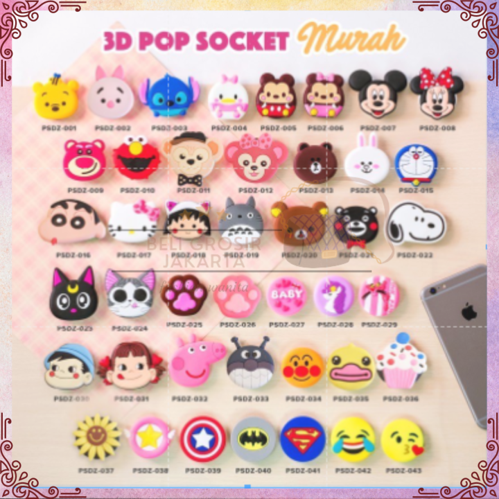 Pop Socket 3D Karakter Cartoon | Pop Socket PVC Motif | Pop Socket ...