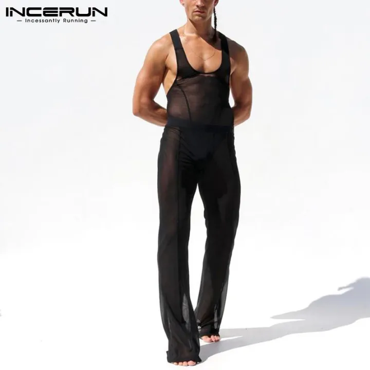 INCERUN เสื้อกล้ามแขนกุดสำหรับผู้ชาย,ชุดนอนซีทรู (ใส่อยู่บ้าน) | Lazada ...