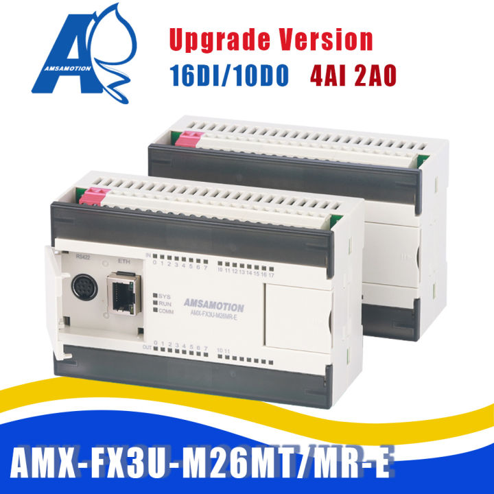 Upgrade Amsamotion FX3U-M26MR-E M26MT-E Replace For Mitsubishi MELSEC PLC 4AI/2AO MODBUS Analog ...