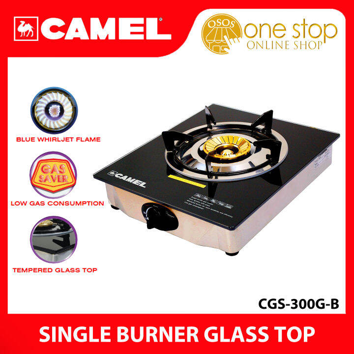 CAMEL by OSOS Stainless Steel Body Deluxe Single Burner Glass Top Gas ...