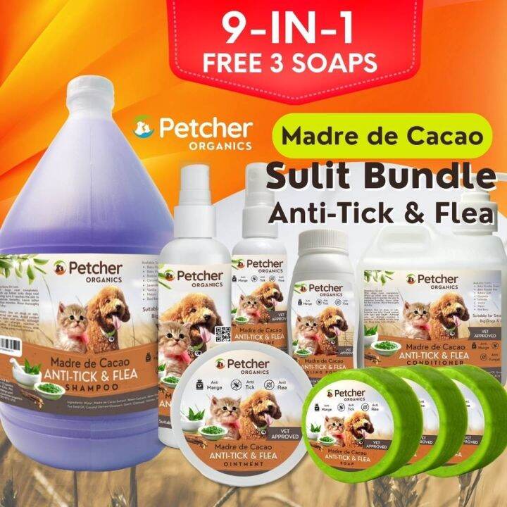Petcher 9-in-1 Madre Cacao Anti Tick and Flea Shampoo for Dog All ...