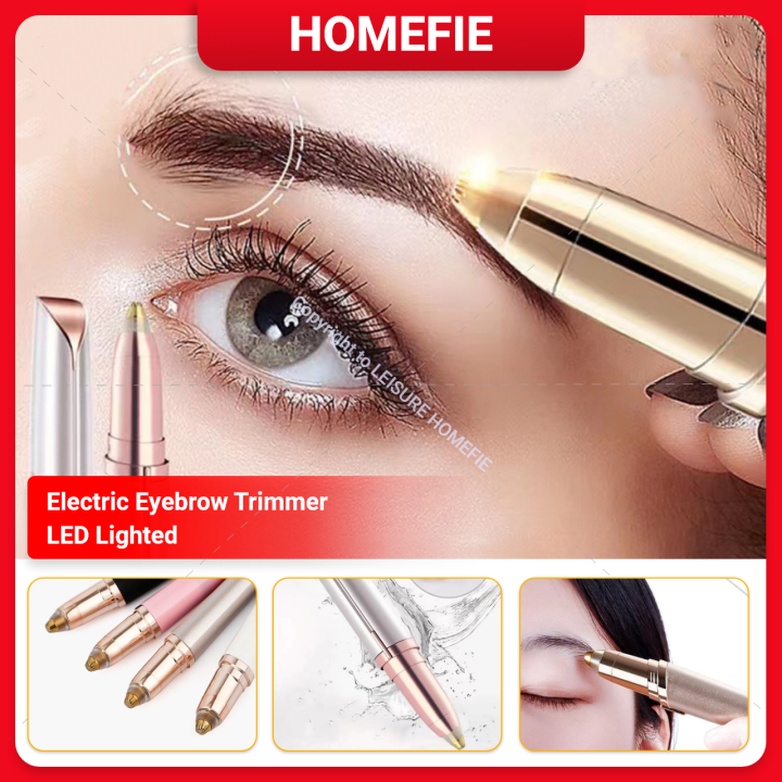 Painless Eyebrow Trimmer Electric LED Face Eyebrow Hair Remover Shaver ...