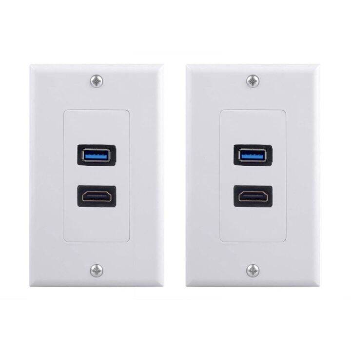 3X 2Port +USB 3.0 Female Wall Face Plate Panel Outlet Socket Extender ...