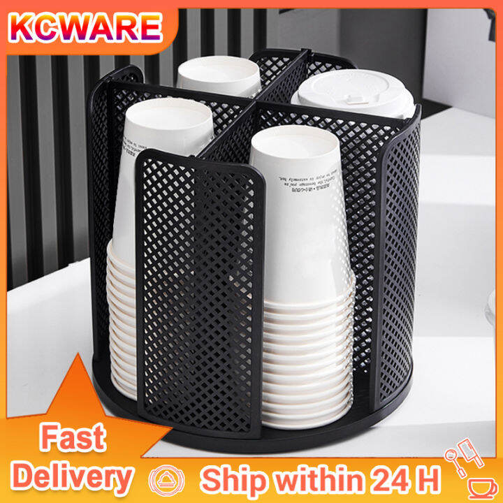 Desktop Rotating Grid Paper Cup Holder Multifunctional Storage Rack ...