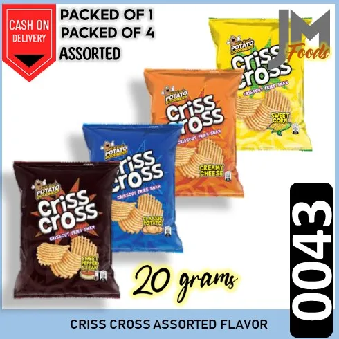 JM FG-0043 | JM Foods | Criss Cross | 20g | Classic Potato | Sweet Pepper Steak | Creamy Cheese ...