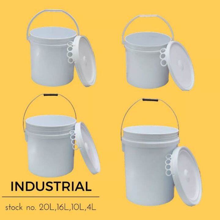 practical industrial pail with cover and handle. 20L 16L 10L and 4L ...