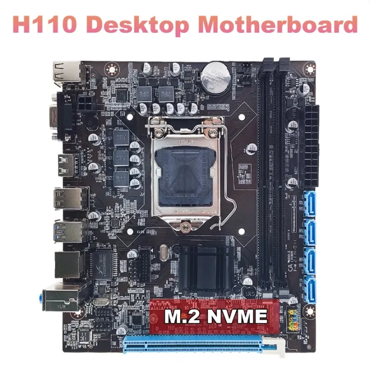 H110 Motherboard LGA1151 M.2 NVME Support 2XDDR4 RAM Gigabit LAN For 6 ...