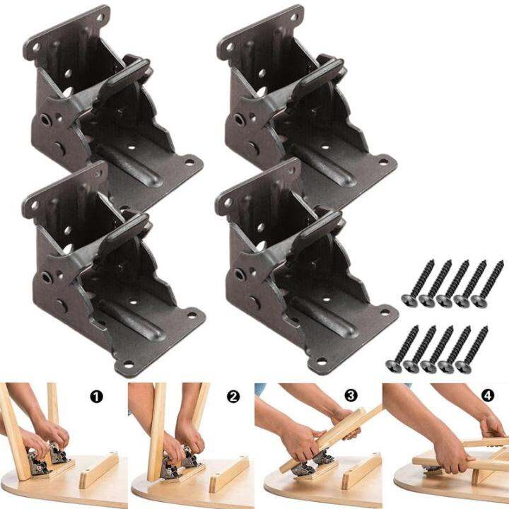Self Lock Hinges Sturdy Folding Table Extension Bracket 4Pcs Foldable ...