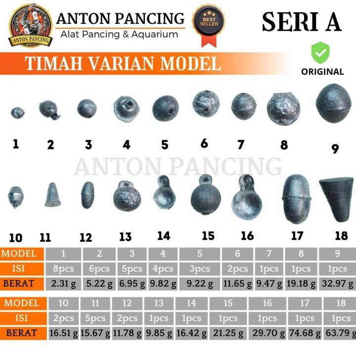 Timah Pemberat pancing Varian Model Kualitas Terbaik dari Timah Asli ...