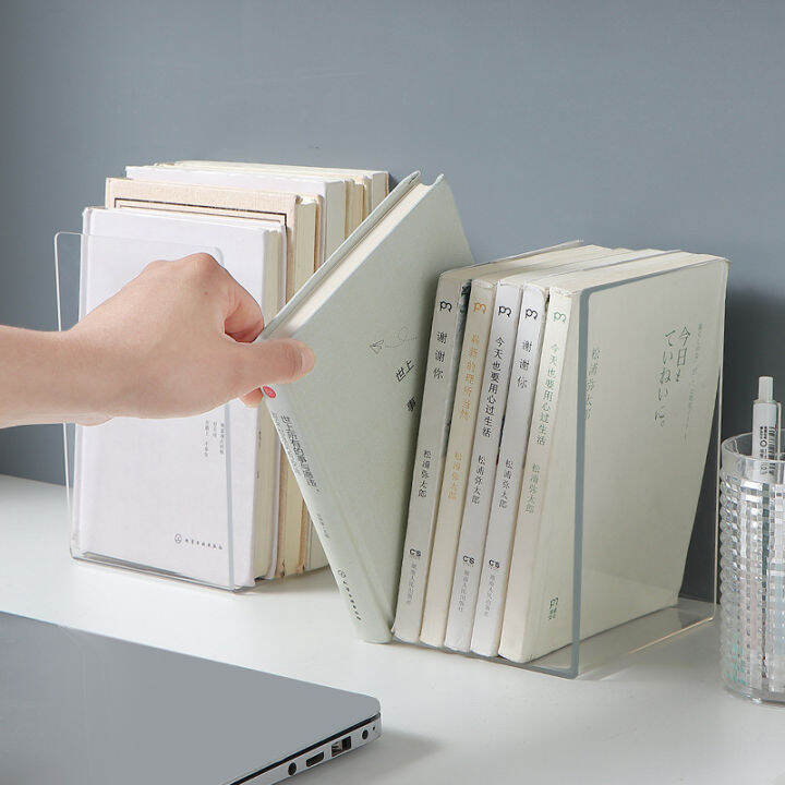 【Ready Stock】L Shape Book Stand Book Shelf Transparent Bookend Holder ...