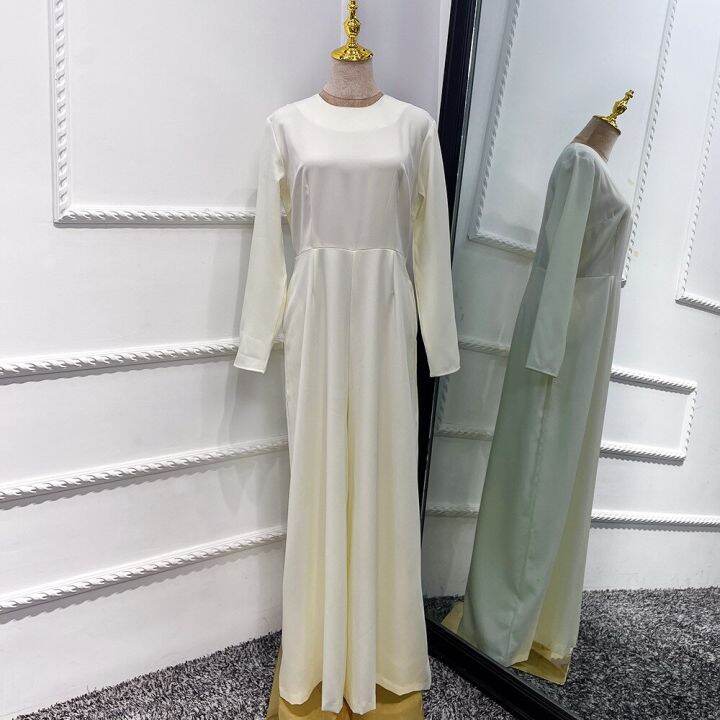 Ramadan Eid Open Abaya Matching Jumpsuit Muslim Sets Hijab Dress Turkey ...