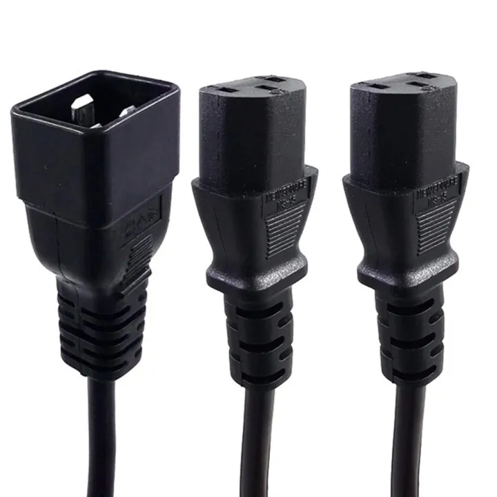 Heavy Duty Splitter Power Cord IEC 60320 C20 Male to 2X C13 Female Y Splitter Cable 32cm Server ...