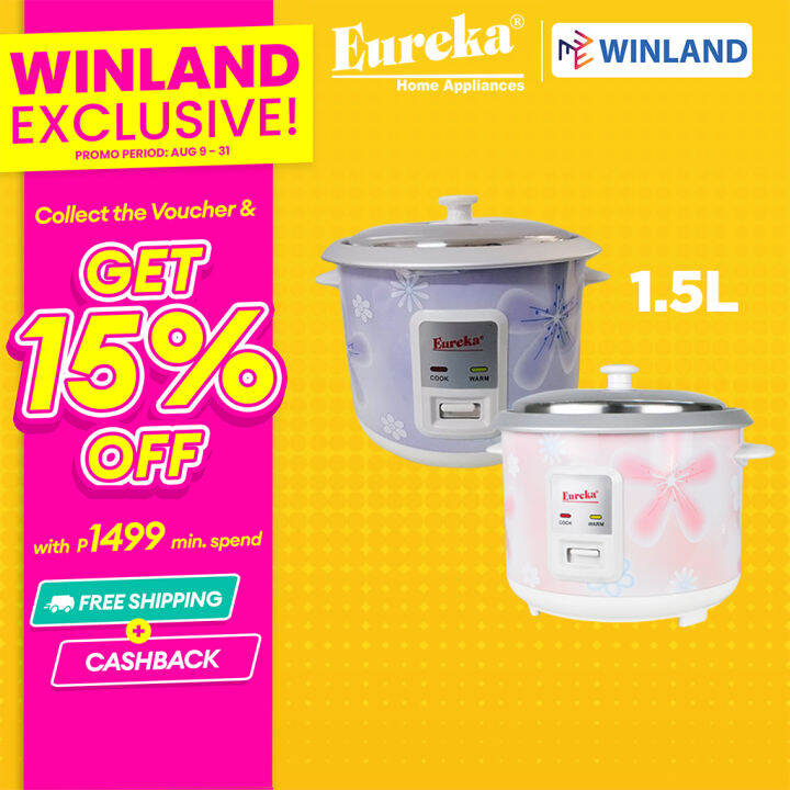 EUREKA by Winland Rice Cooker 1.5L serves 6-8cups without Steamer ERC-1 ...