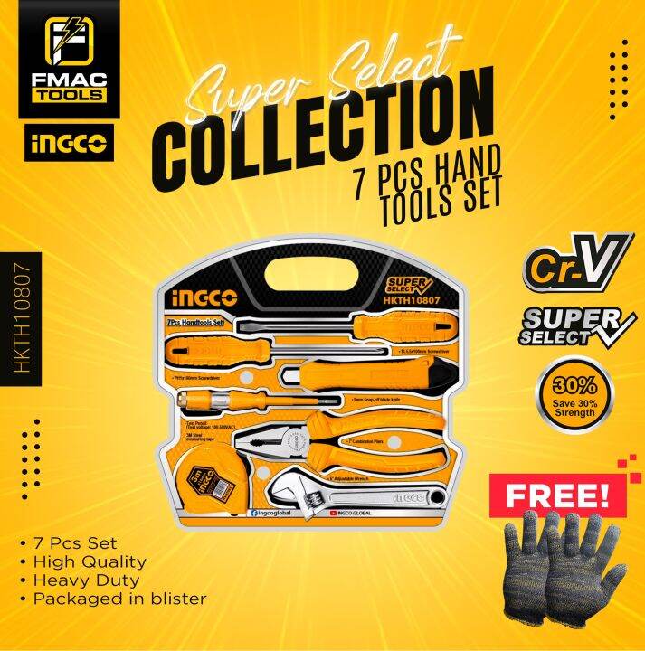 INGCO SUPER SELECT Hand Tools Set 7PCS/SET HKTH10807 + FREEBIES FMAC ...