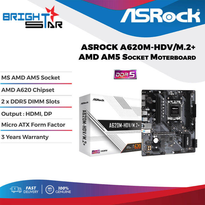 ASROCK A620M-HDV/M.2+ AMD AM5 Socket MATX Motherboard | Lazada