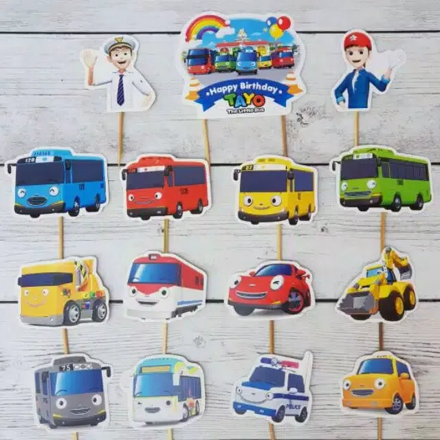 satu set cake topper toper hiasan kue ulang tahun karakter tayo the ...