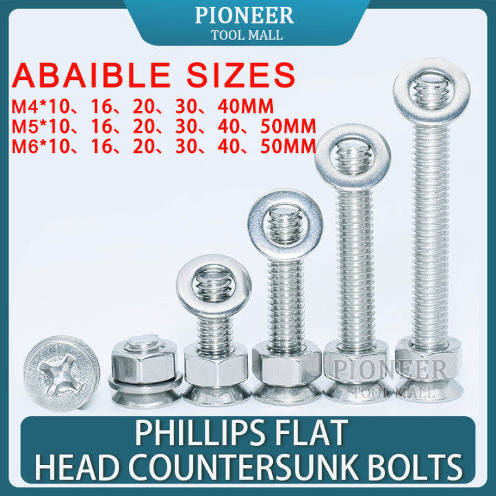 Flat Head / Countersunk Flathead Bolt / Machine Bolt JF Screw Depot M4 ...