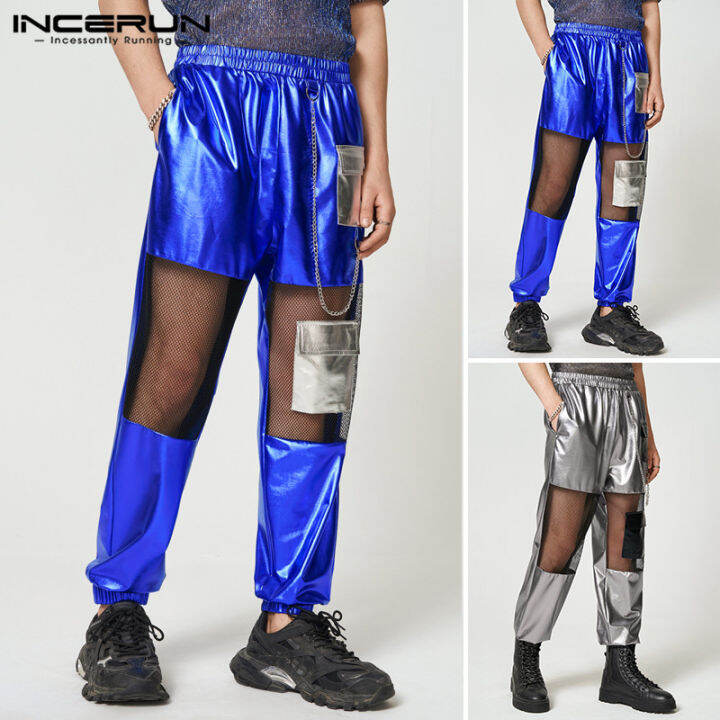 Beehoo INCERUN กางเกงขายาวผู้ชายเอวยางยืดขายาวตาข่ายมองเห็นผ่าน (สไตล์ ...