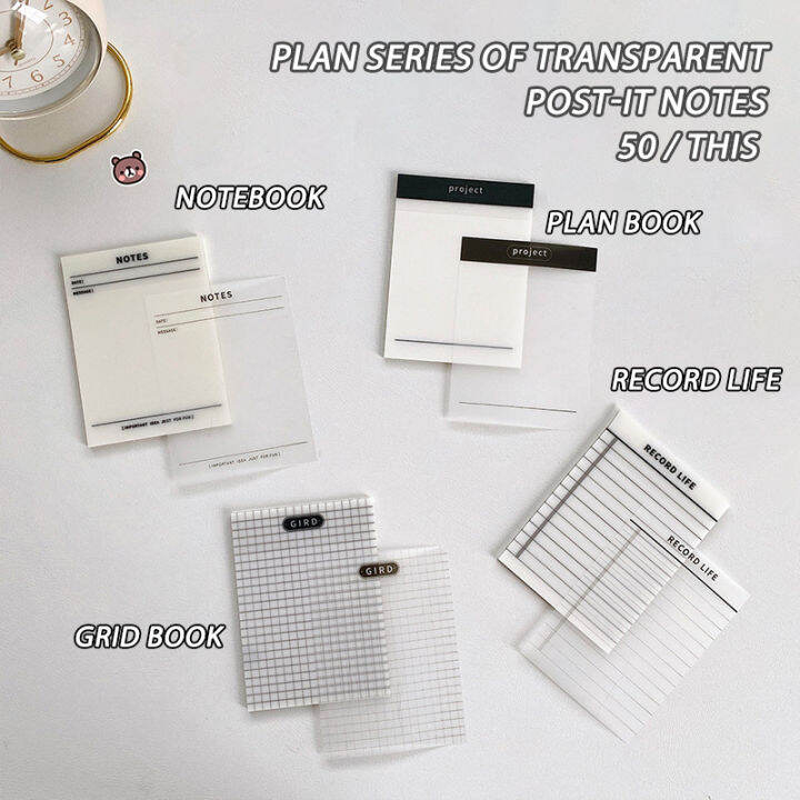 PET Multi-functional Translucent Post-it Note Marker Key Note Grid ...