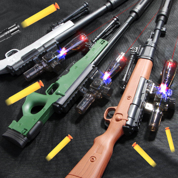Children's AWM sniper rifle 98K toy sucker can launch soft gun boy eat ...
