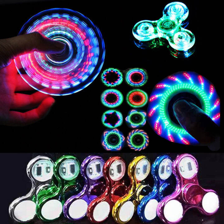 Luminous LED light Fidget Spinner Hand Top Spinners Glow in Dark Light ...