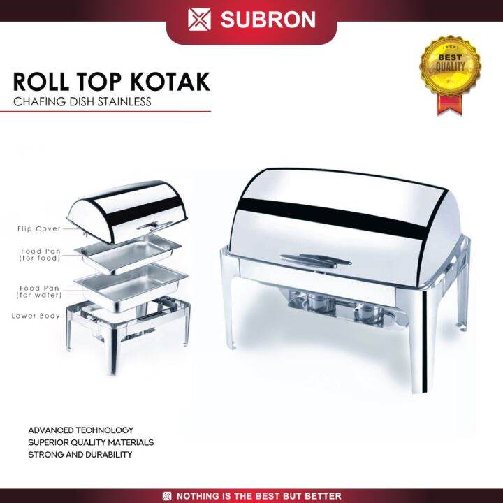 SUBRON Roll Top 9L Chafer Chafing Dish Stainless Wadah Saji Prasmanan ...