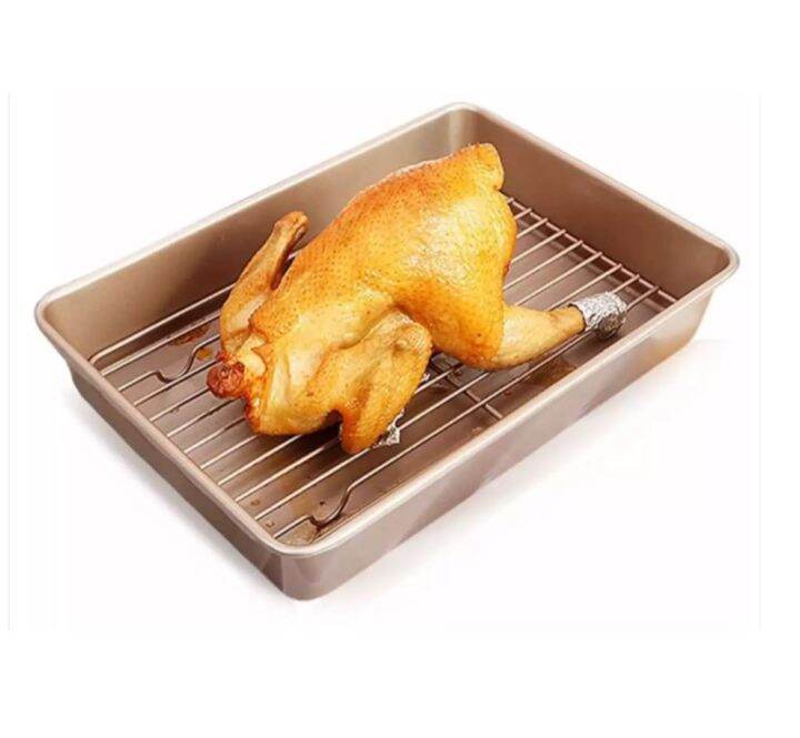 CHEFMADE WK9266 Cast Iron baking tray in Champagne gold roasting pan ...