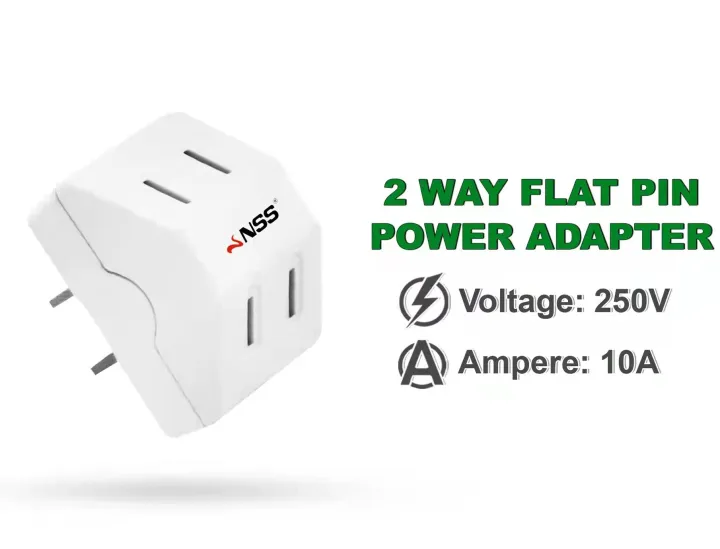 2 Way Flat Pin Power Adapter Extension Adapter Socket Outlet NS-002 ...