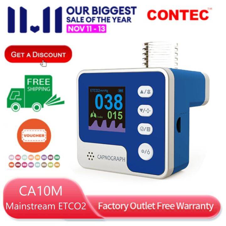 CONTEC CA10M Mainstream ETCO2 Capnograph Respiration Rate End-tidal CO2 ...