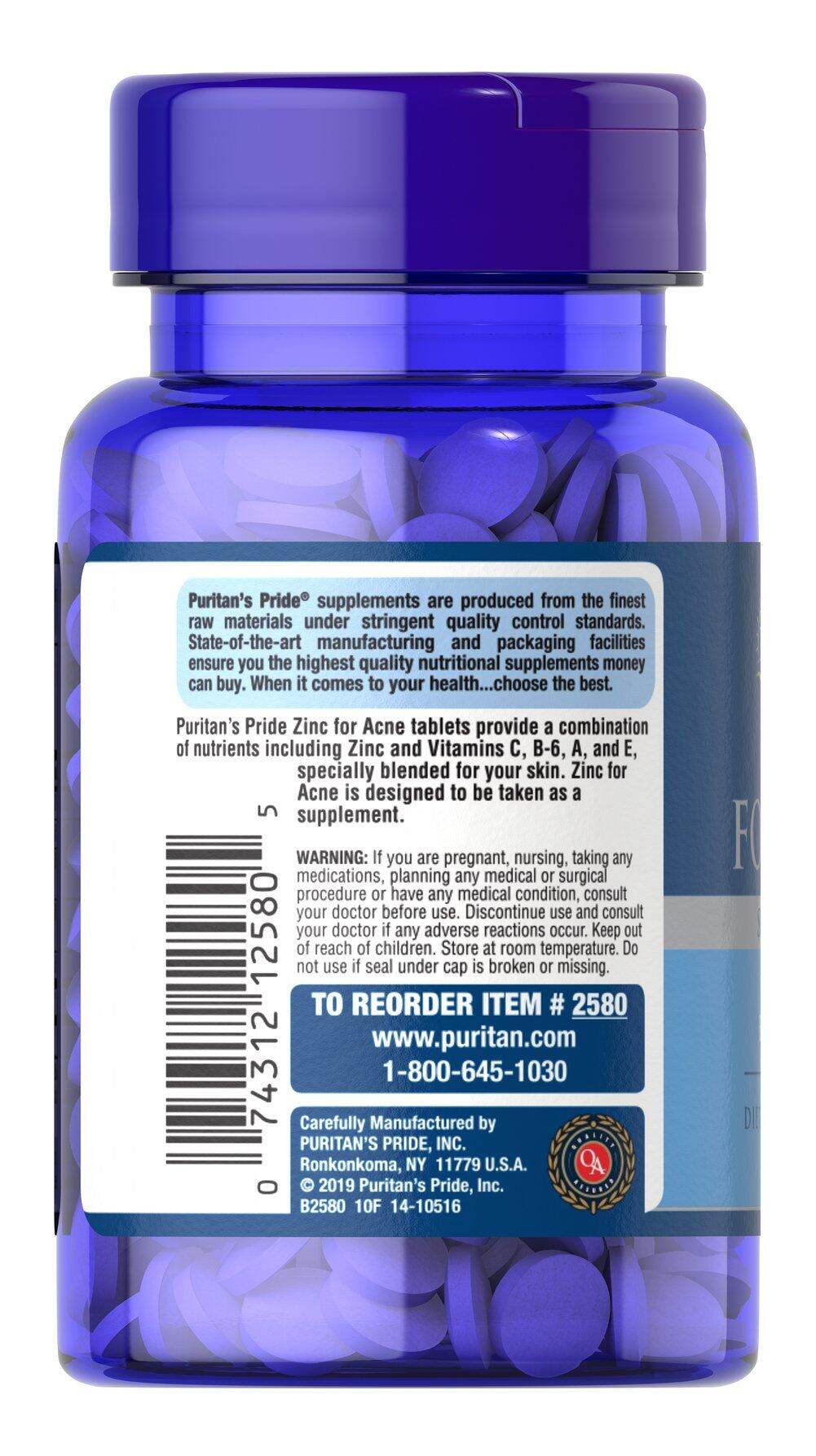 Zinc for Acne by Puritan's Pride 100 Tablets | Lazada.co.th