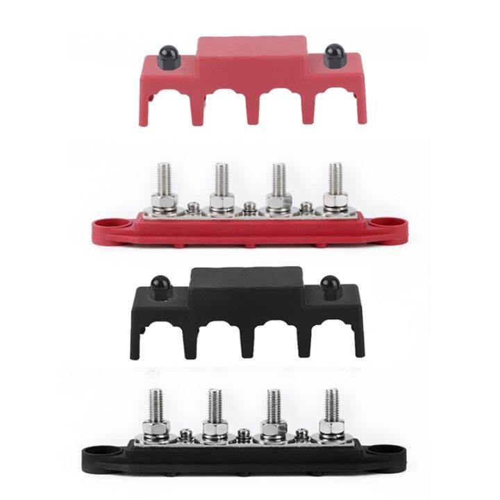 48V 250A 4 Way Bus Bar Ground Distribution Block Panel M8 Terminal Studs Car Truck Boat ...