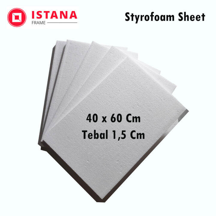 5 LEMBAR STYROFOAM GABUS LEMBARAN UK 60 X 40 CM TEBAL 1.5 CM ISI 5 ...