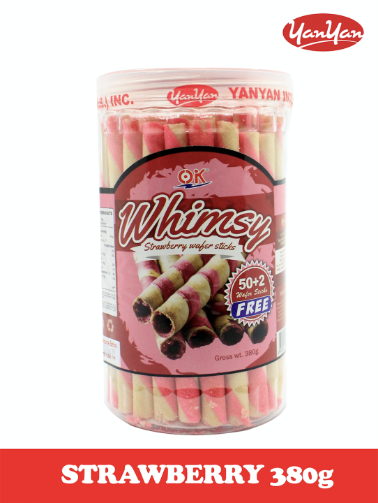 OK Whimsy Strawberry Wafer Sticks Jar Snack (380g x 52 pieces) | Lazada PH